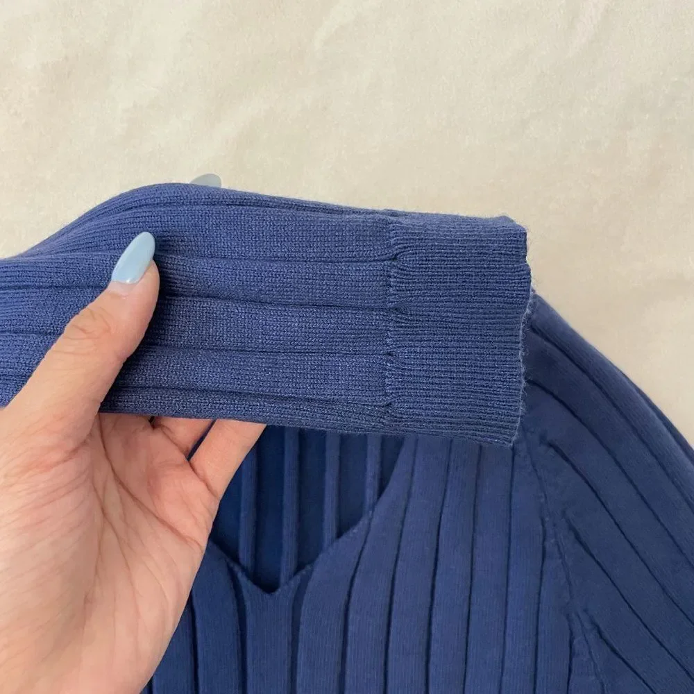 Unbranded | Sweaters | Royal Blue Cut Out Ribbed Sweater | Poshmark
